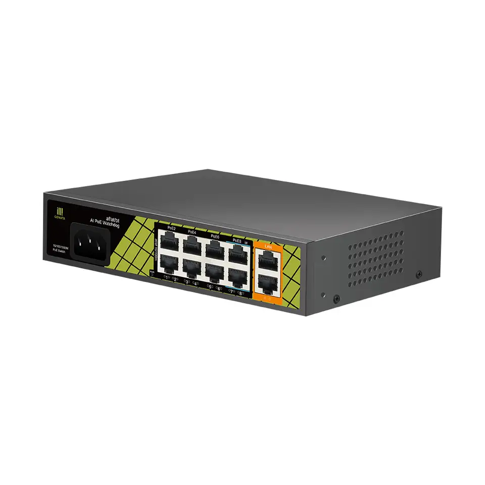 GNT-P1210SG SWITCH GENATA POE 8Port 10/100 - عيون نتورك